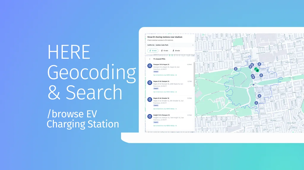 /browse EV Charging Stations using HERE Geocoding and Search API